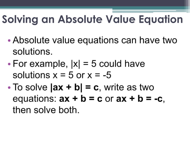 1.7 Solving Absolute Value Equations | PPTX | Physics | Science