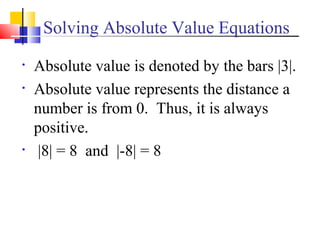 1.7 solving absolute value equations part 1 | PPT
