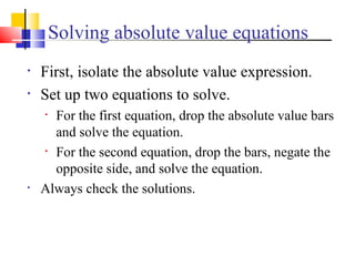 1.7 solving absolute value equations part 1 | PPT