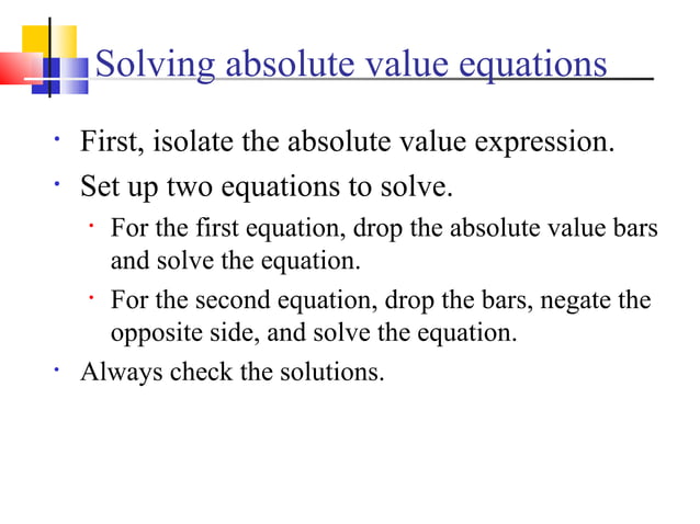 1.7 solving absolute value equations part 1 | PPT