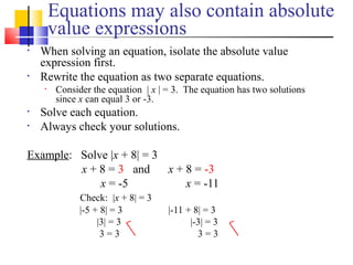 1.7 solving absolute value equations part 2 | PPT