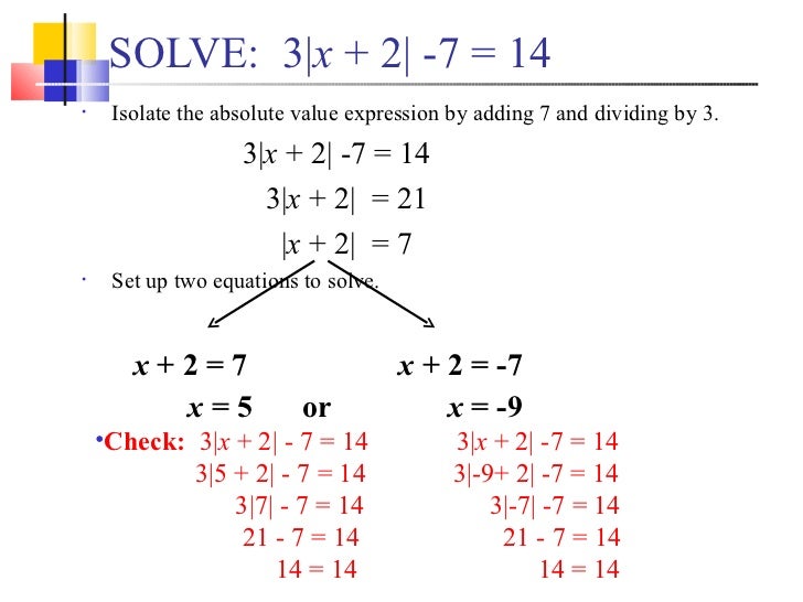 1 7 Solving Absolute Value Equations Part 2