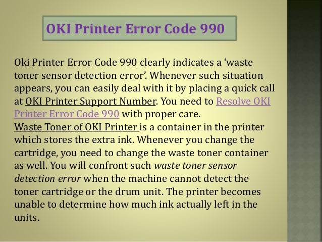 1-800-213-8289 Step to Resolve OKI Printer Error Code 990