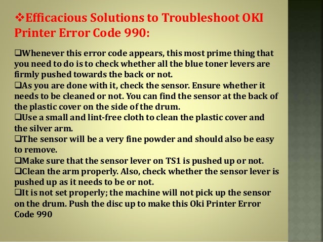 1-800-213-8289 Step to Resolve OKI Printer Error Code 990