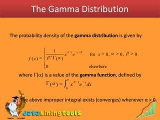 Gamma, Expoential, Poisson And Chi Squared Distributions | PPTX