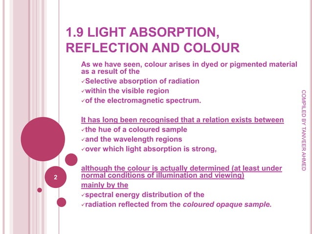 1.9 light absorption, reflection and colour | PPTX