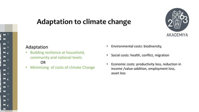 Climate Adaptation Pathways and Options in Agriculture | PPTX