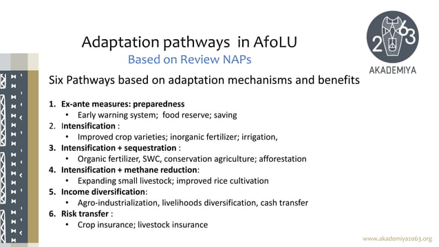 Climate Adaptation Pathways and Options in Agriculture | PPTX