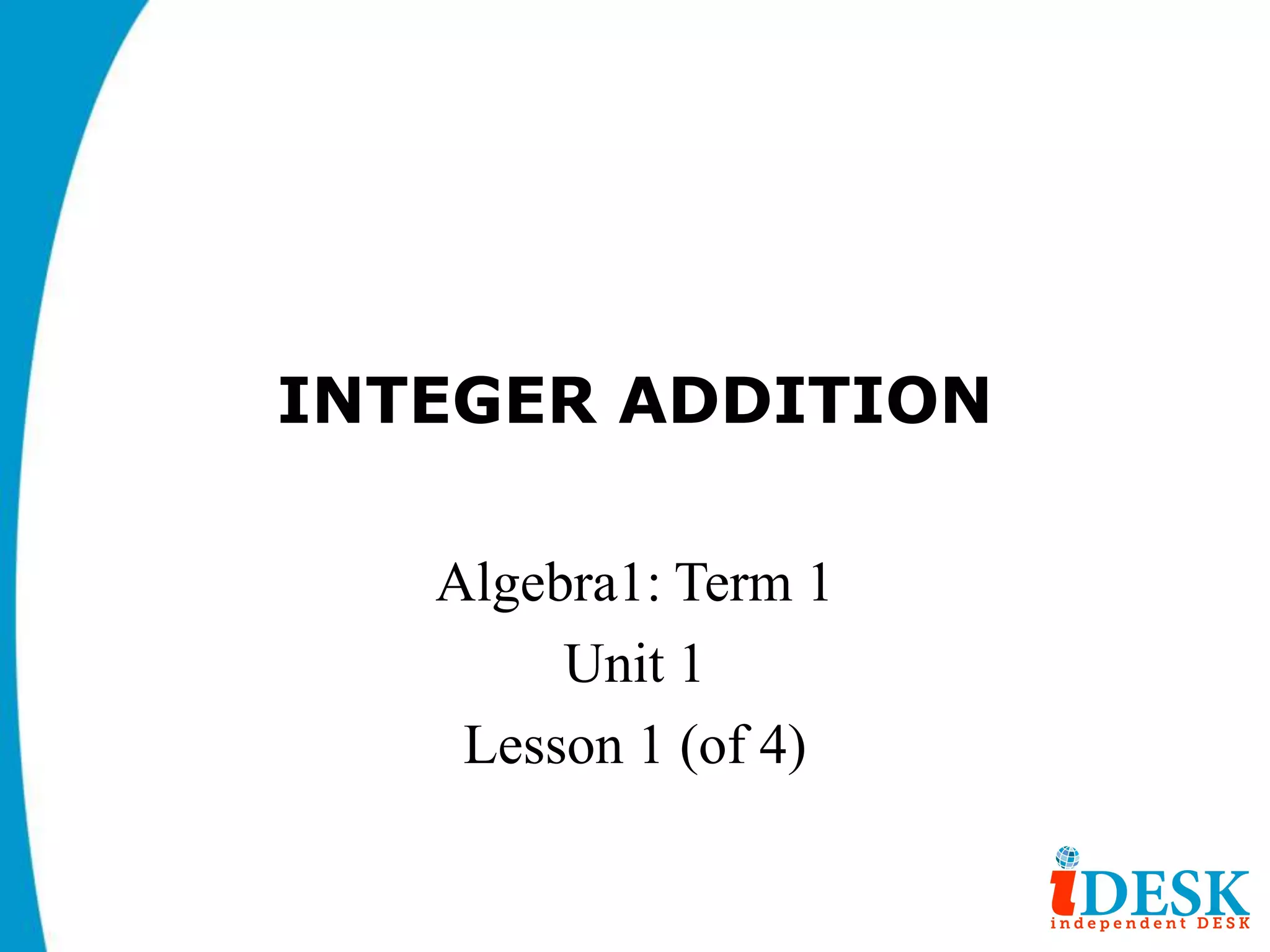 1 adding integers - part 1 | PPT