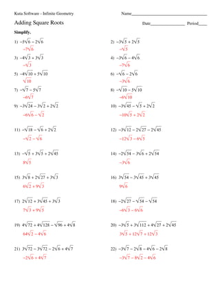 1 adding square roots | PDF