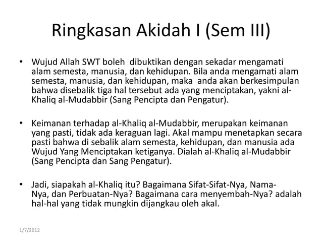 Pengenalan Akidah | PPT