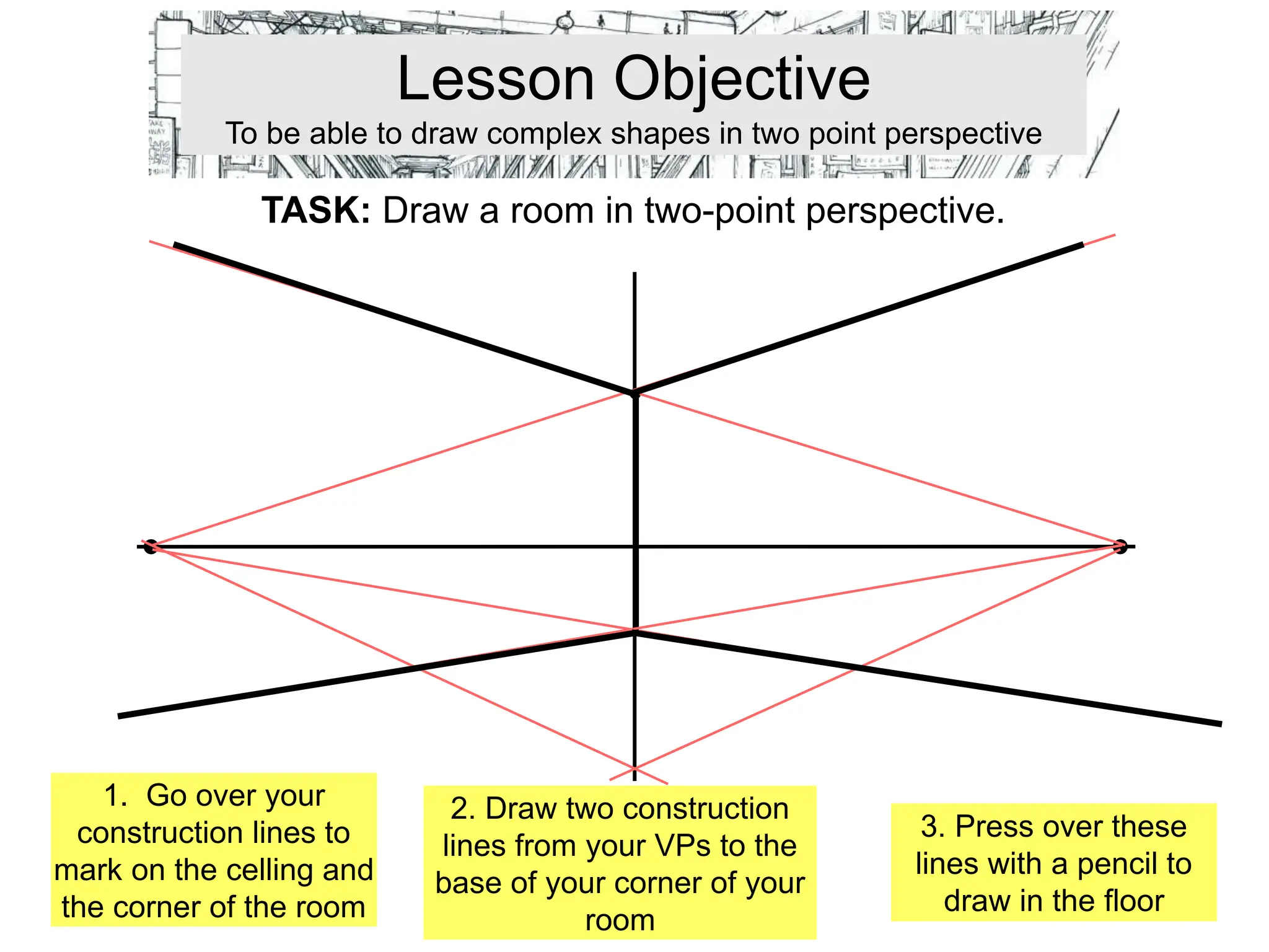 one and two-point-perspective lesson for high school and college | PPT