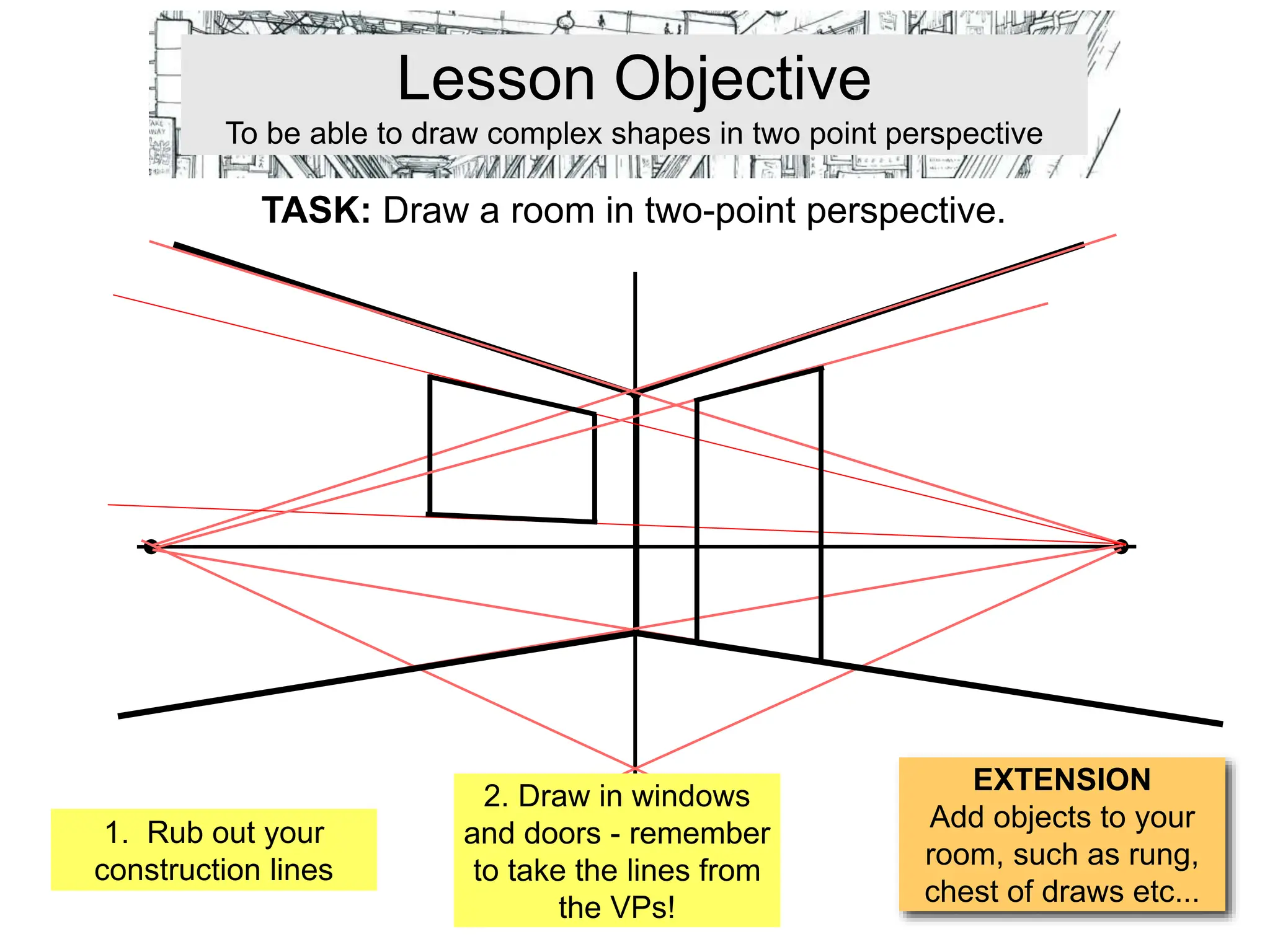 one and two-point-perspective lesson for high school and college | PPT