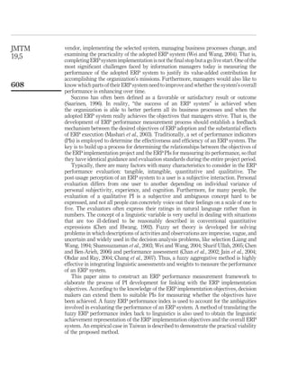 1. An Erp Performance Measurement Framework Using A Fuzzy Integral Approach | PDF