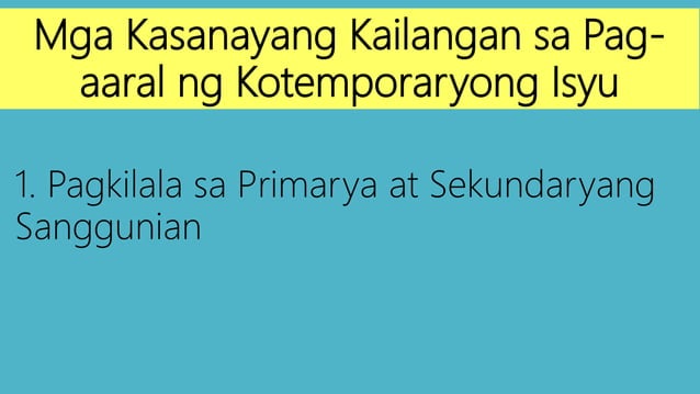 Kahalagahan ng Pag-aaral ng Kontemporaryong Isyu | PPTX