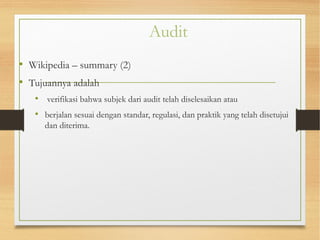 Kontrol dan Audit Sistem Informasi | PPT