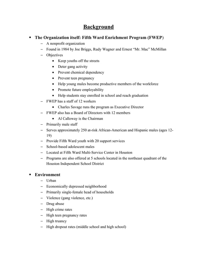 1.) background, situation analysis, core problem statement | PDF