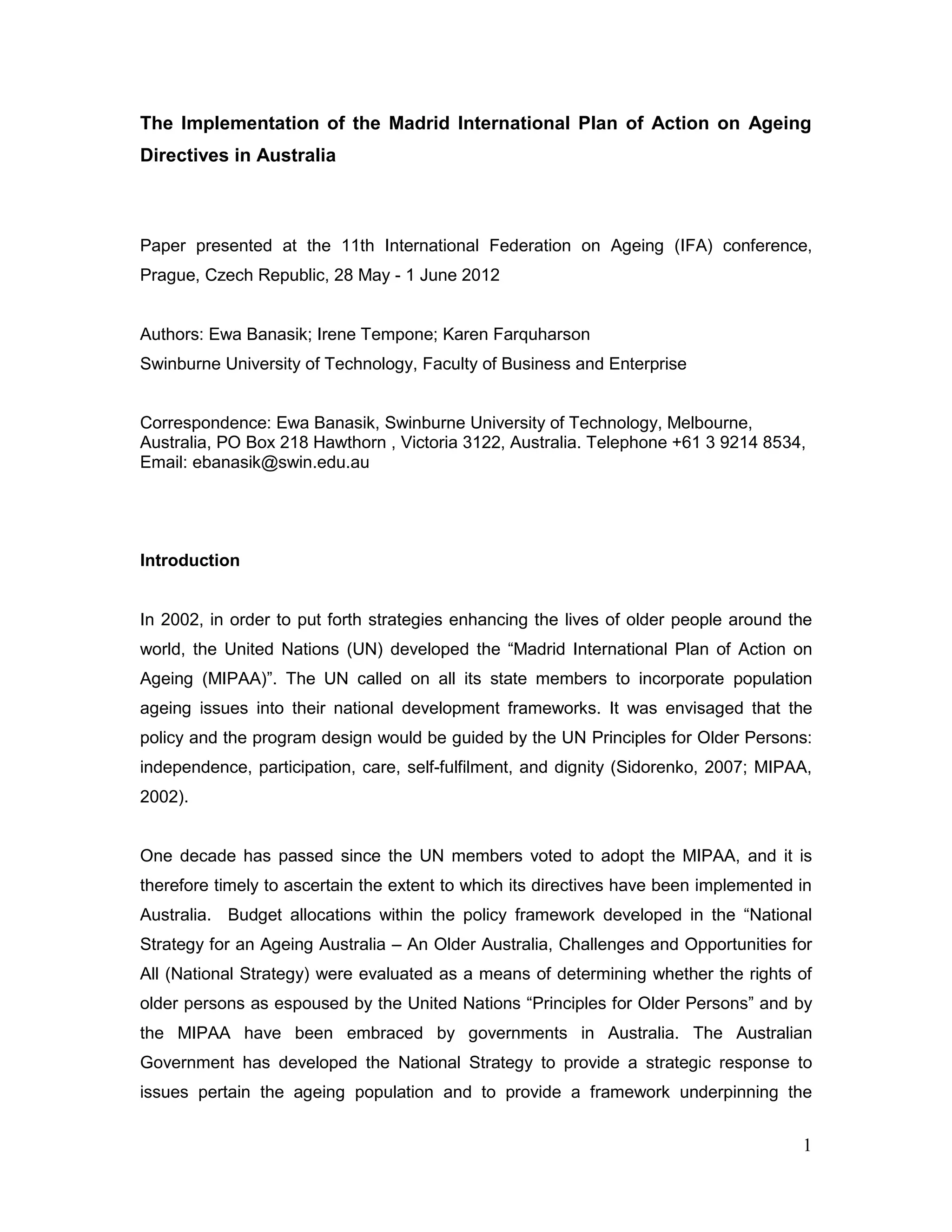 1 banasik-the implementation of the mipaa directives in australia | PDF