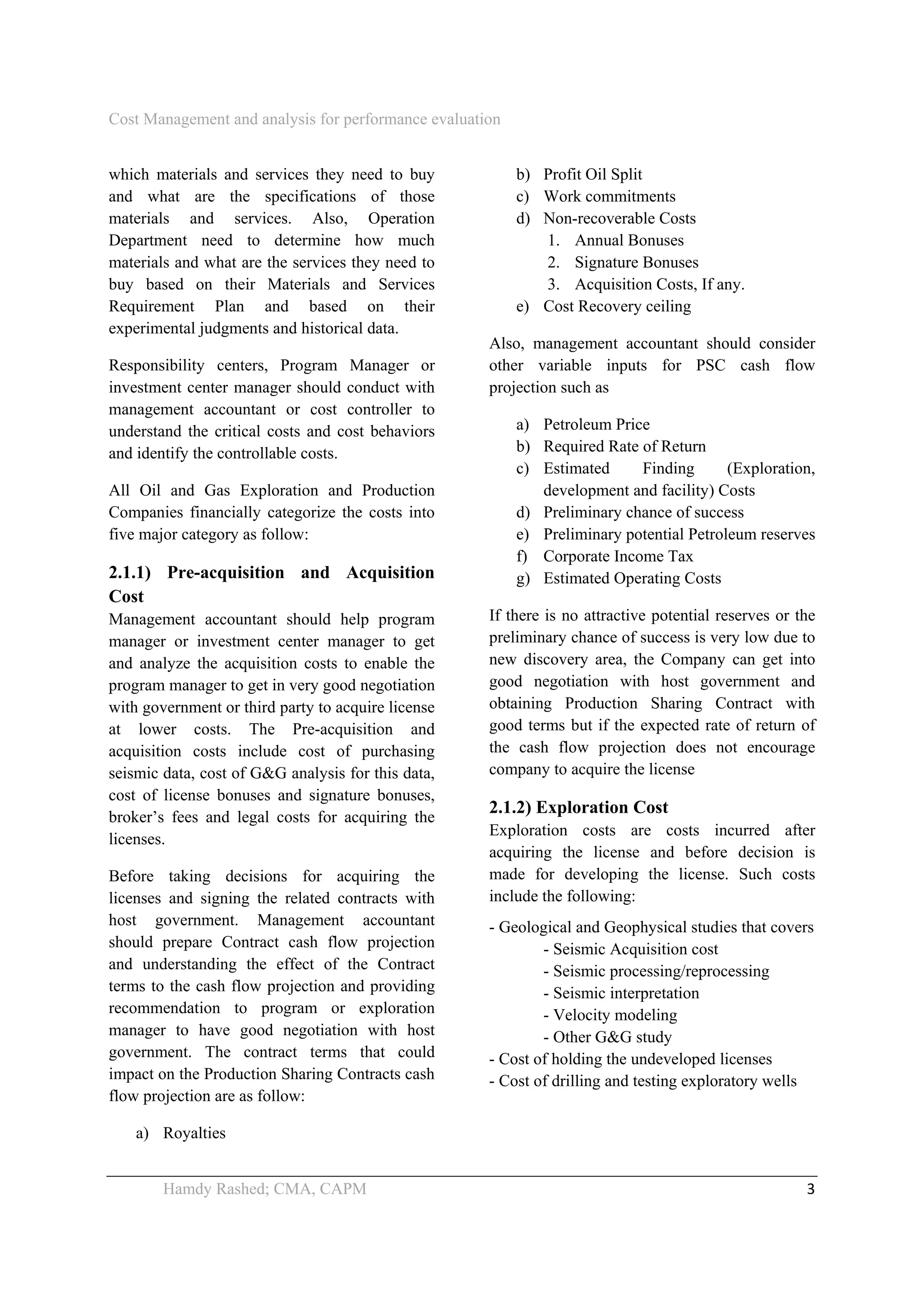 Basic cost analysis in petroleum upstream industry part a | PDF