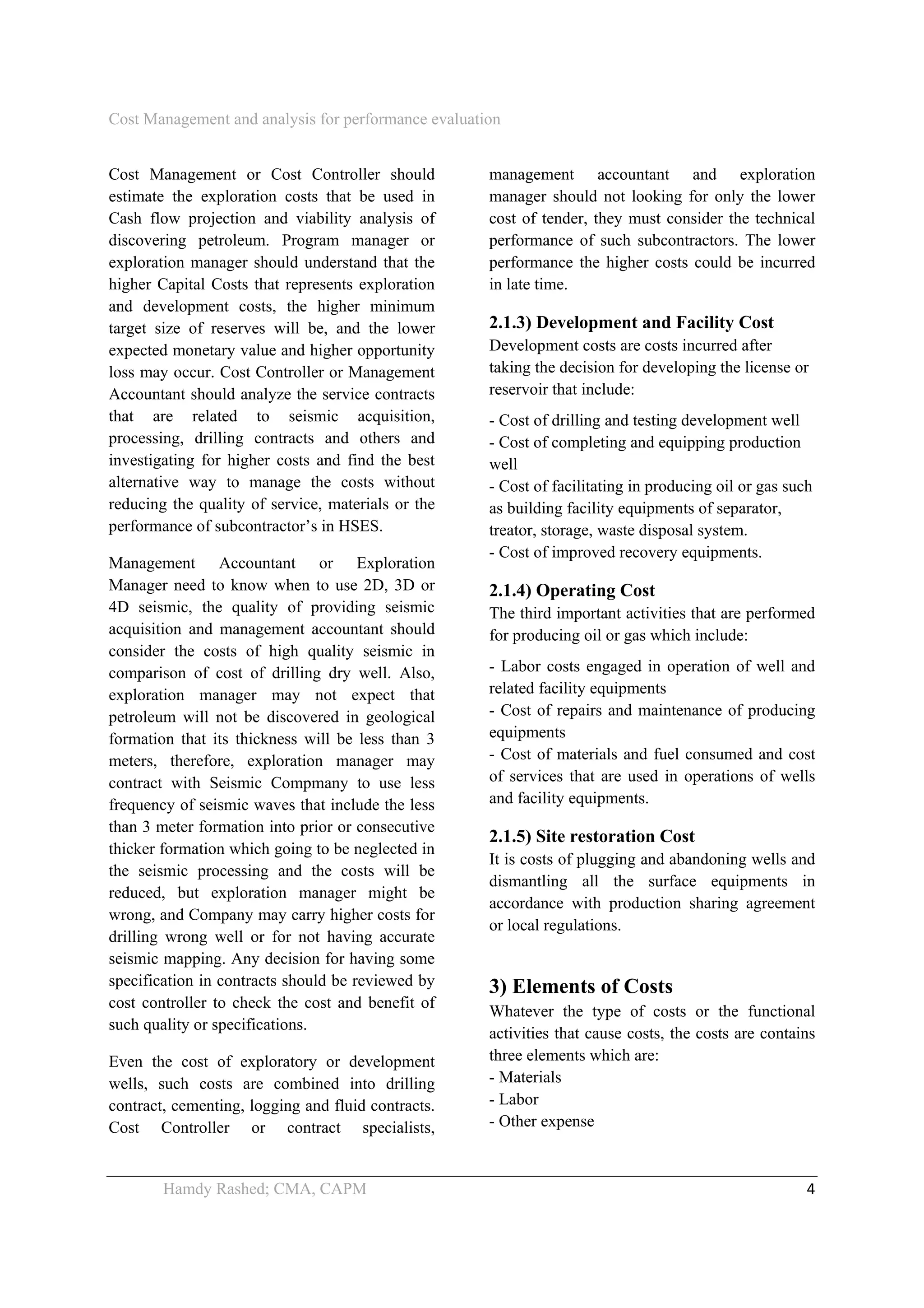 Basic cost analysis in petroleum upstream industry part a | PDF