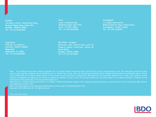 BDO India Corporate Presentation 2014 | PDF