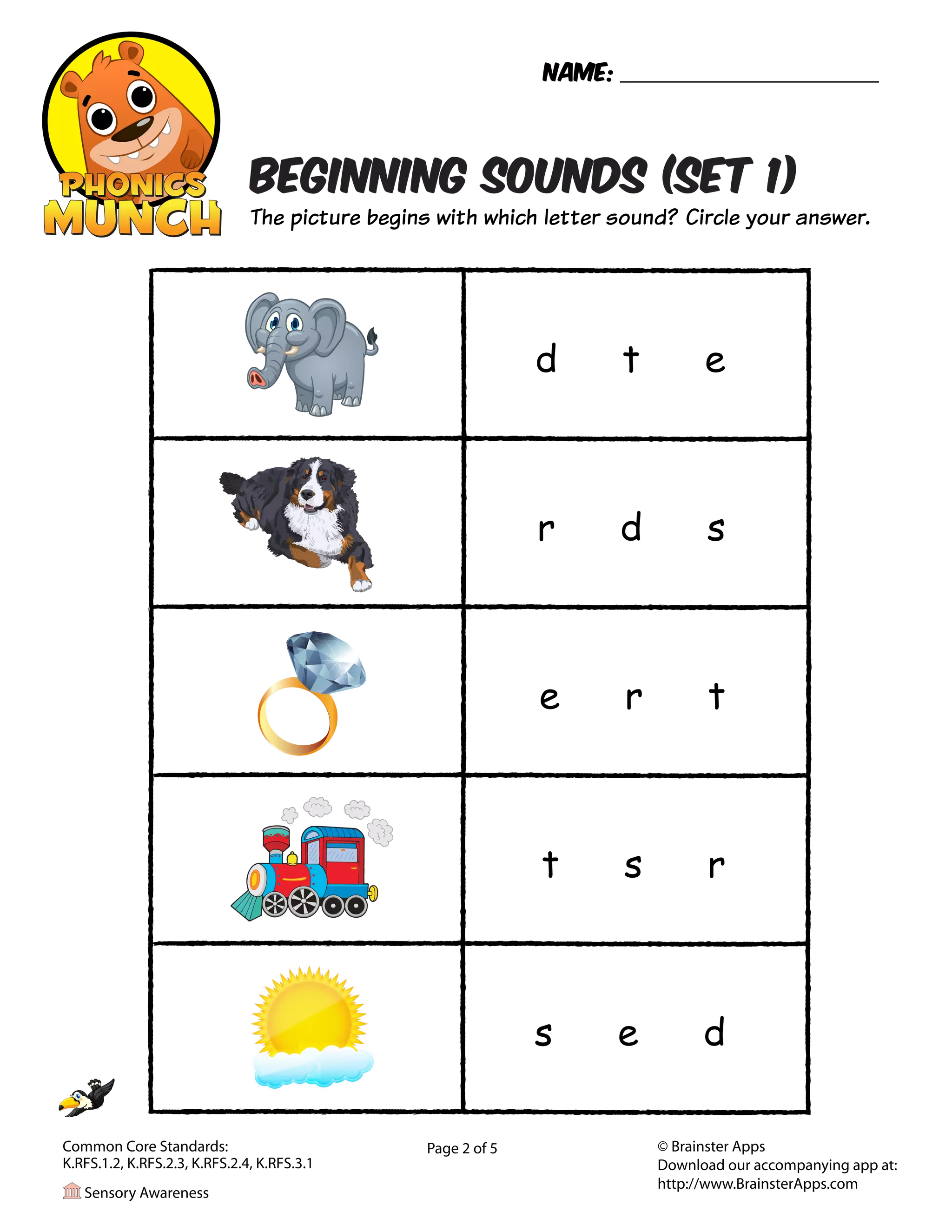 Beginning Sounds Phonics Worksheet | PDF