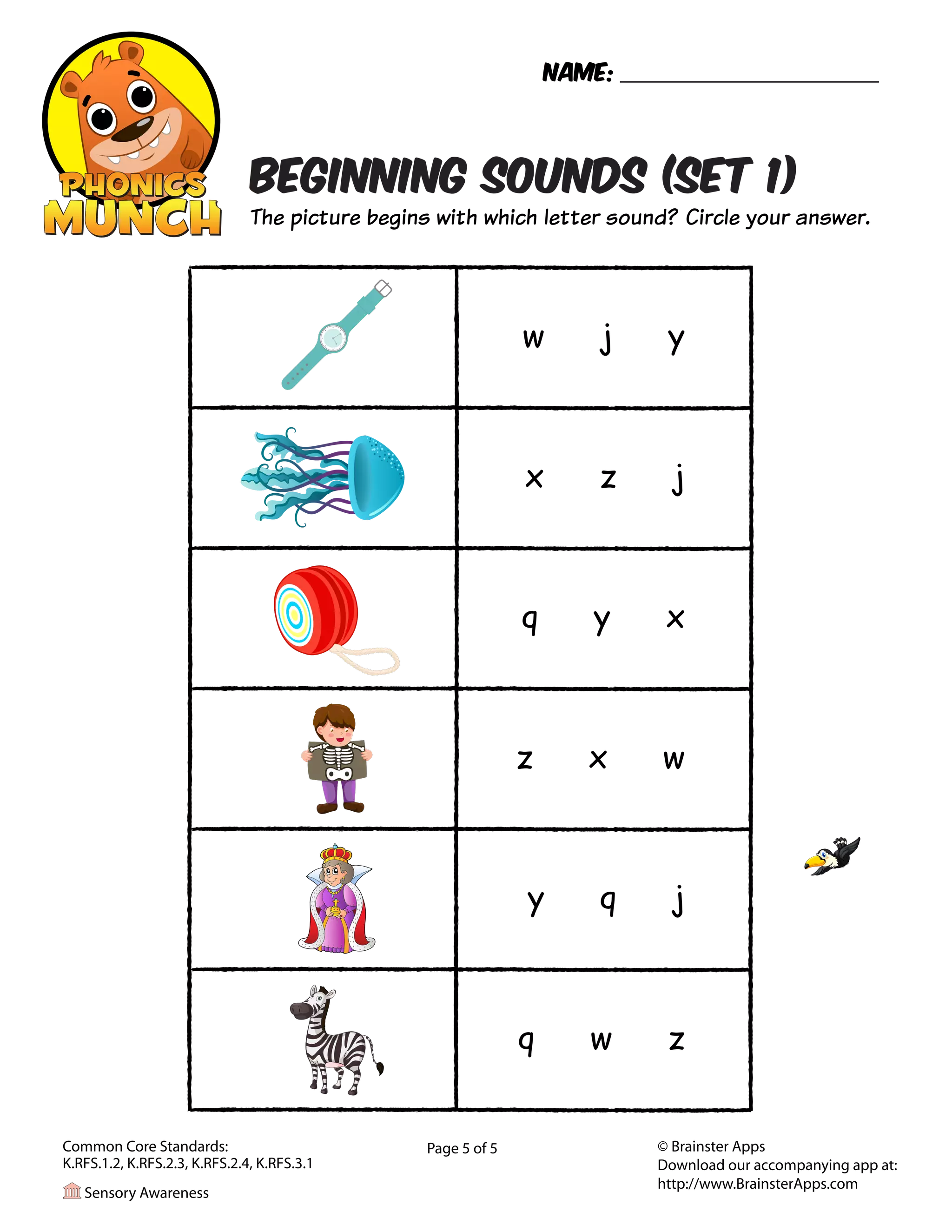 Beginning Sounds Phonics Worksheet | PDF