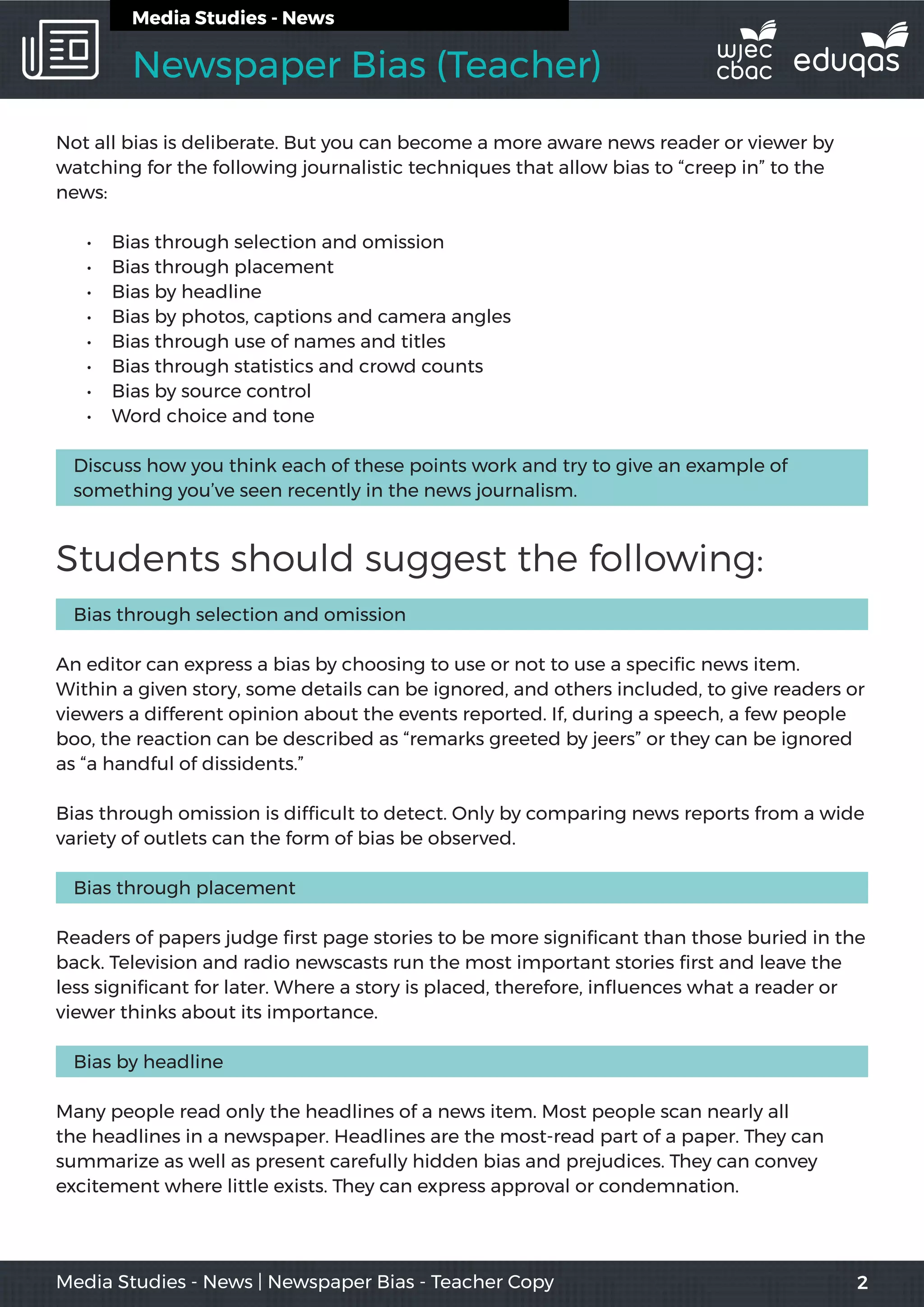 Newspaper bias lesson | PDF | Free Download