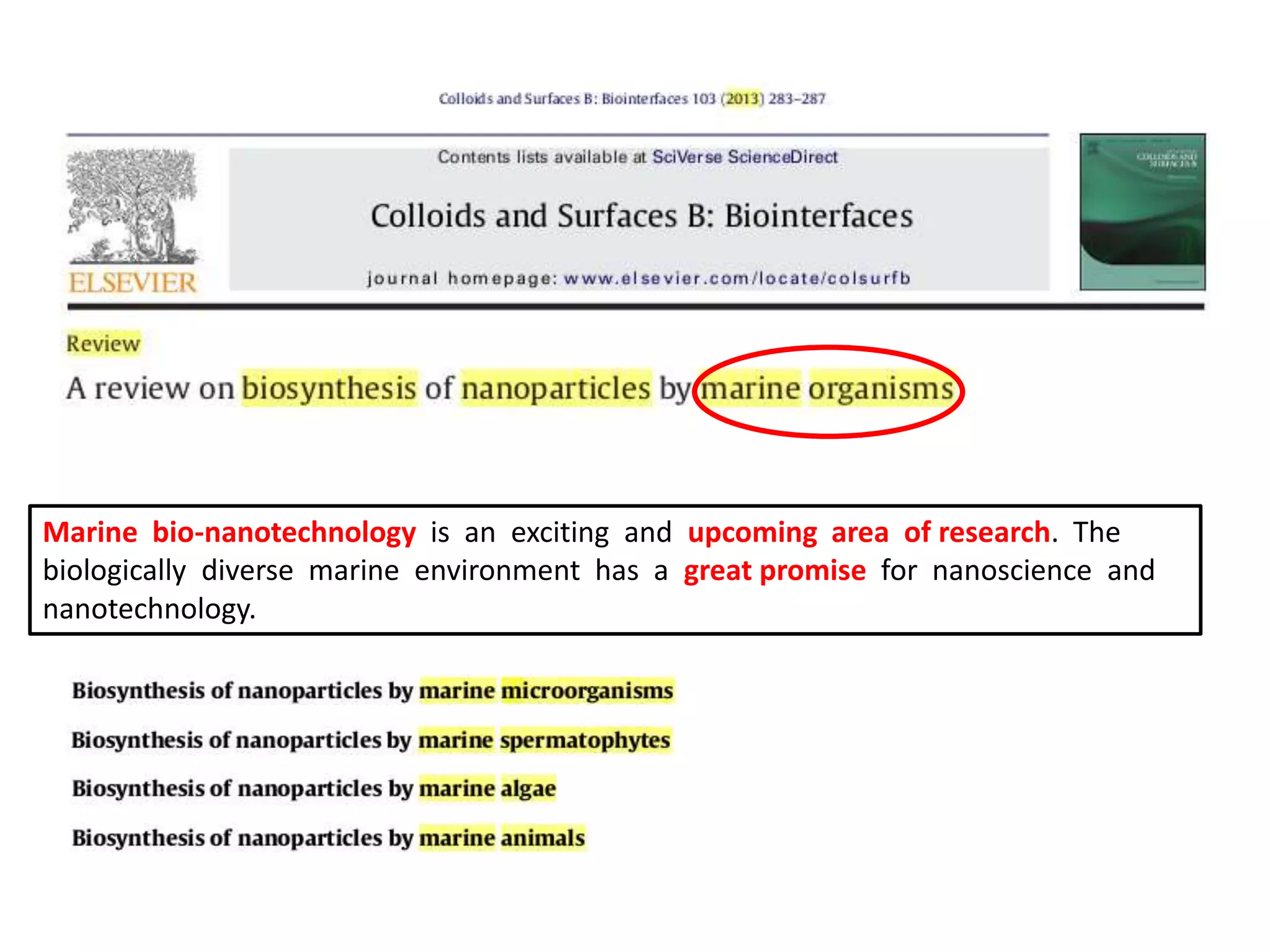 1 biosynthesis of nanoparticles - algae | PPT