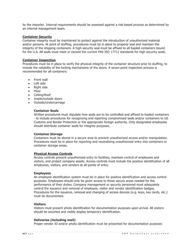 1. c tpat minimum security criteria | PDF