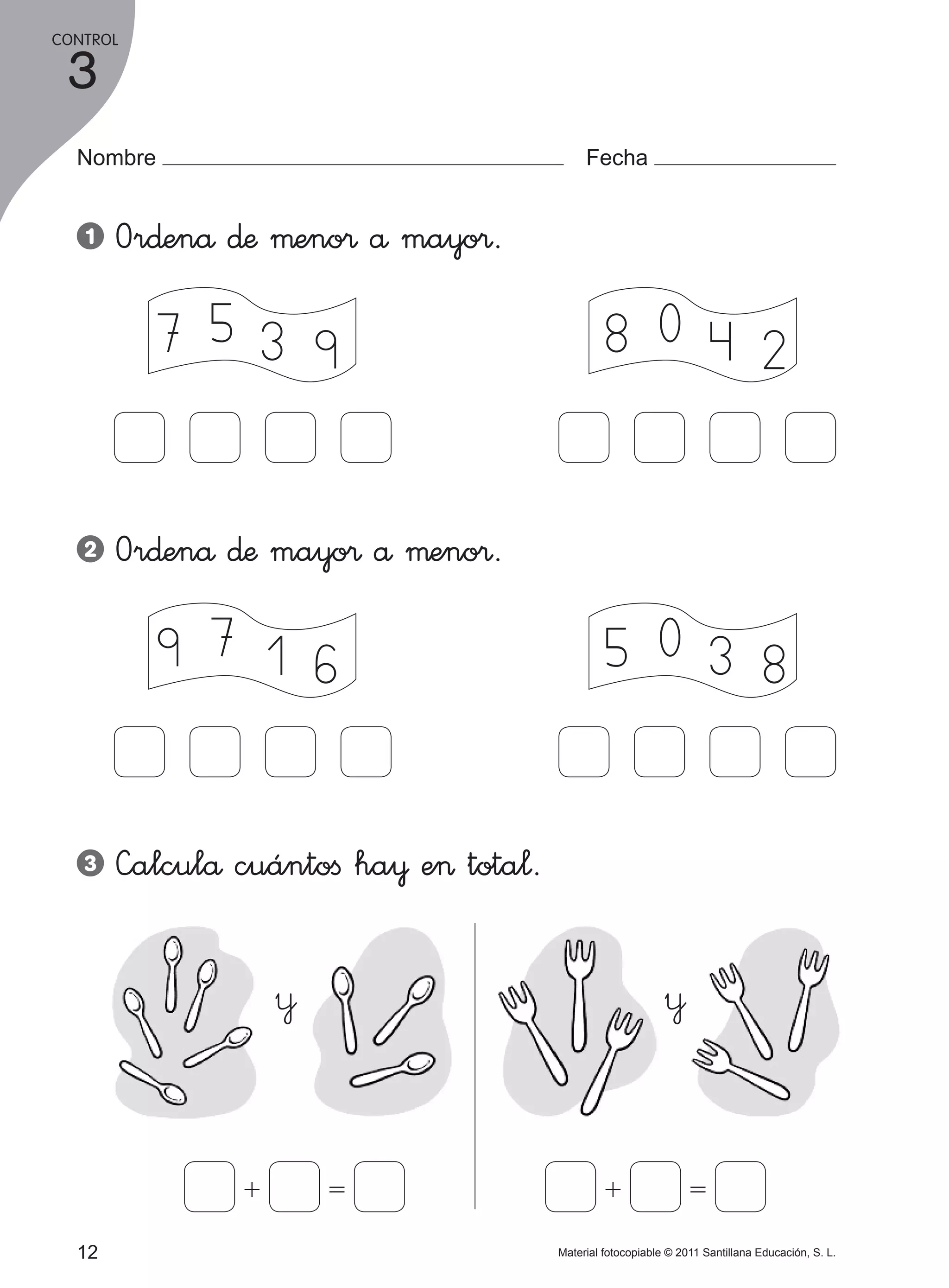 1ºp.recursosparaevaluacion.matematematicas santillana | PDF