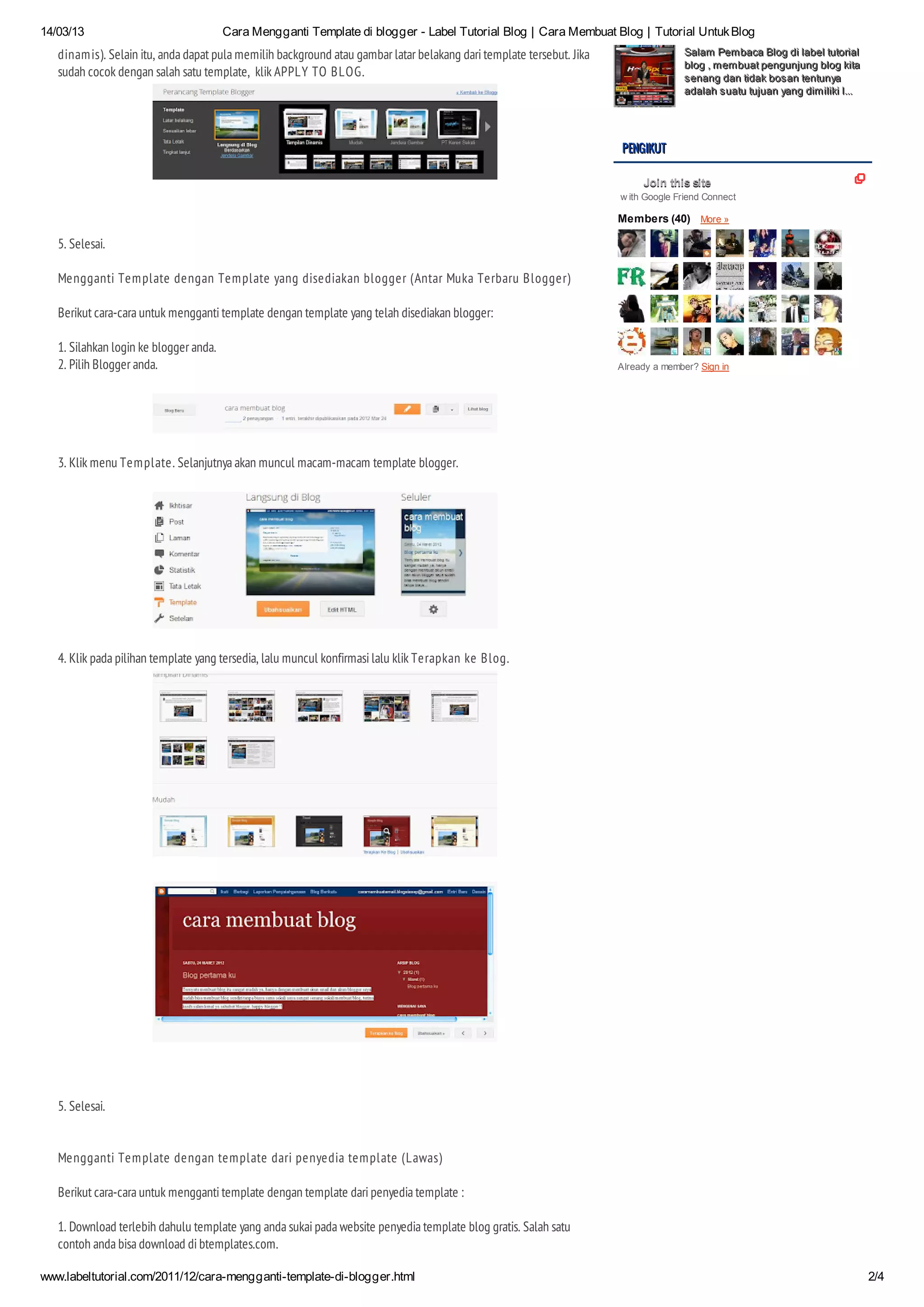 1. cara mengganti template di blogger | PDF