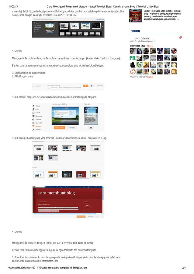 1. cara mengganti template di blogger | PDF