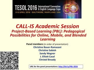 Project-Based Learning (PBL), Content-based Instruction (CBI), and CALL ...