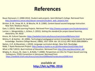 Project-Based Learning (PBL), Content-based Instruction (CBI), and CALL ...