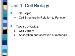 1. Cells | PPT | Biological Sciences | Science