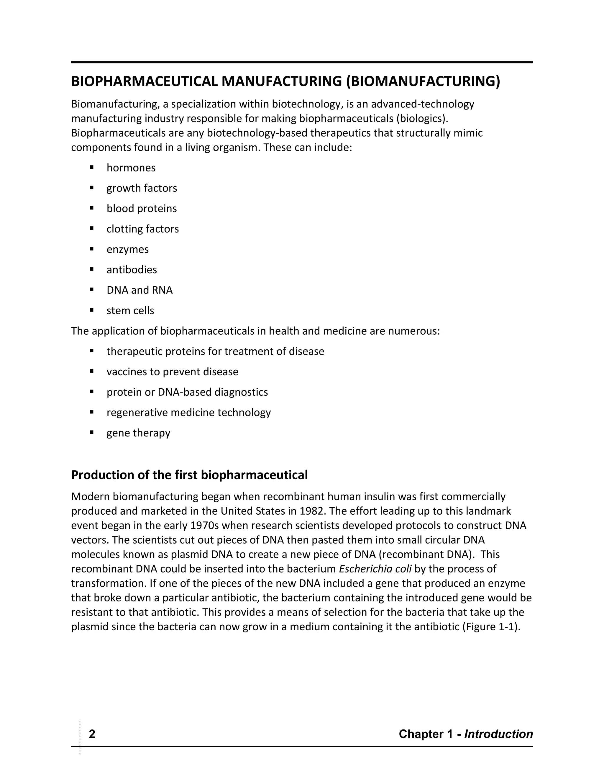 Introduction to Biomanufacturing process | PDF