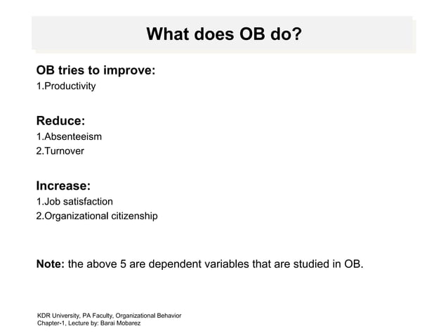 1 chapter-1 intro to ob - what is ob | PPT