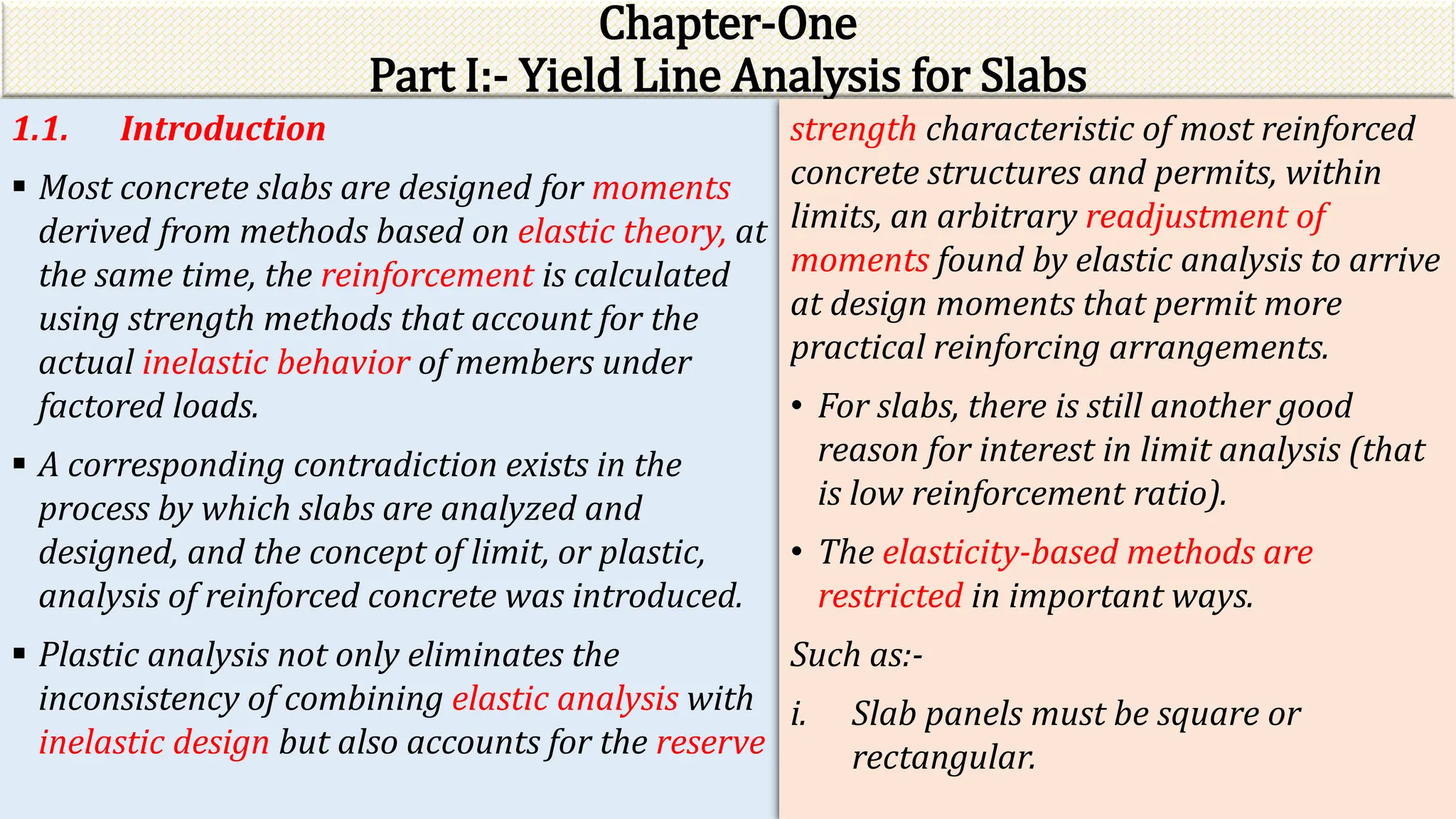 1-Chapter One Part-I- Plastic analysis for slab.pdf
