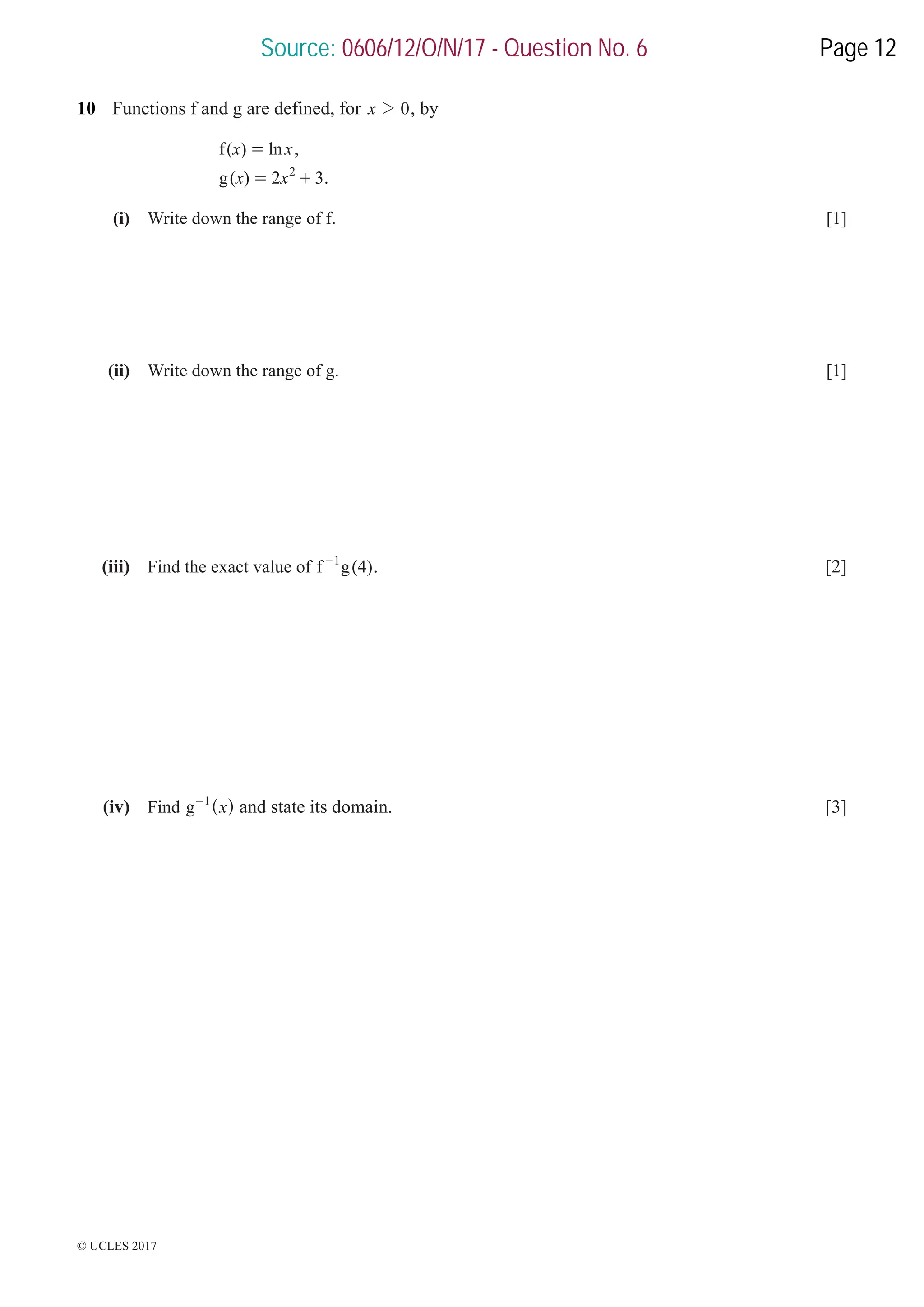 1 Cie Igcse Additional Mathematics Topical Past Paper Functions Pdf