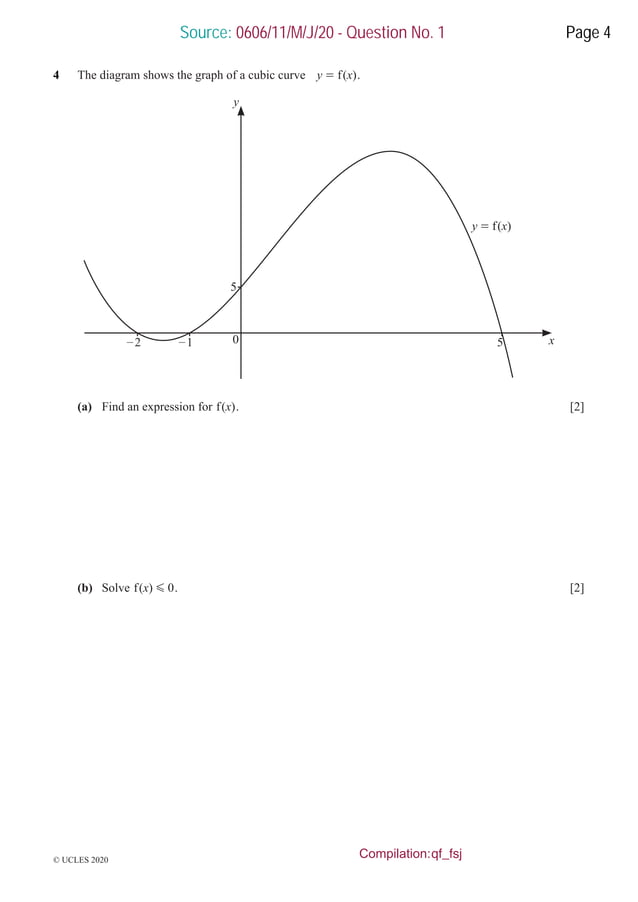 1 Cie Igcse Additional Mathematics Topical Past Paper Functions Pdf