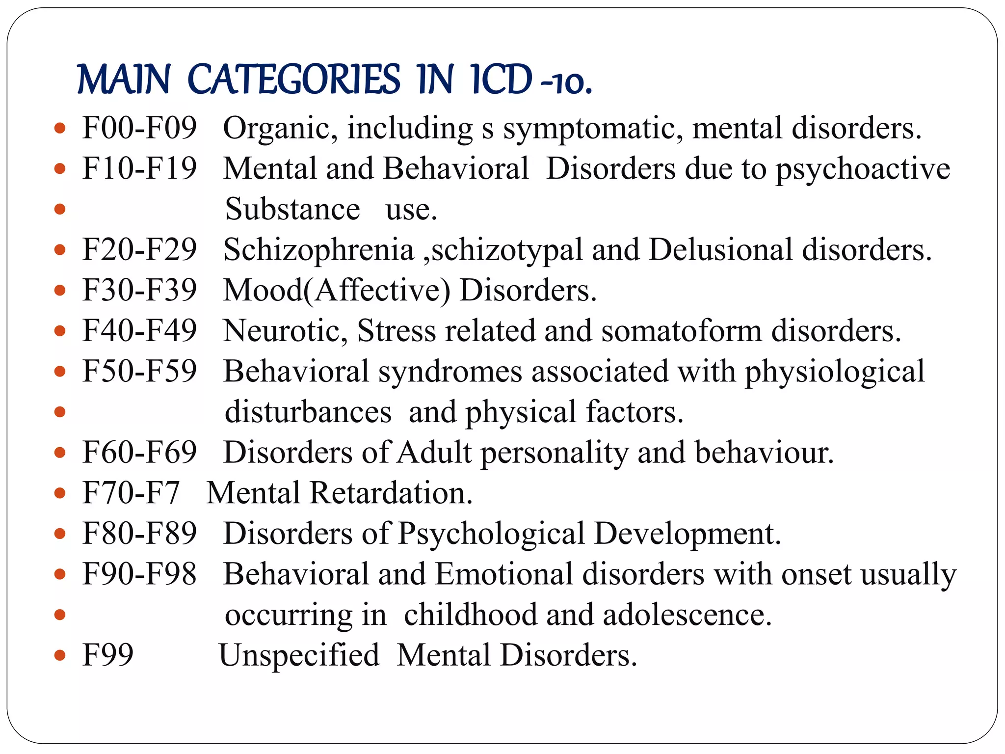 1 classification of mental disorder | PPTX