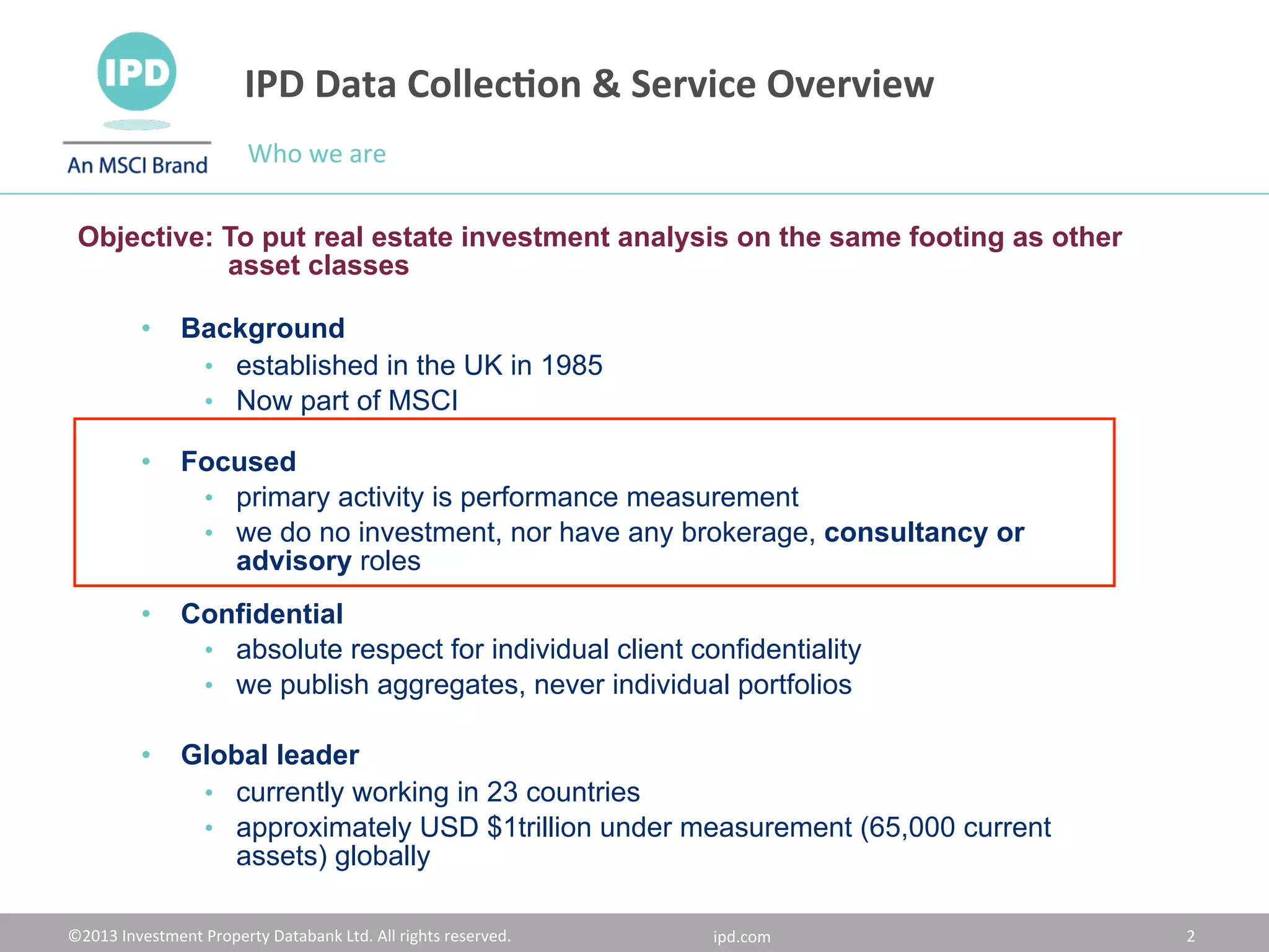 IPD Data Collection & Service Overview by Colm Lauder | PPT