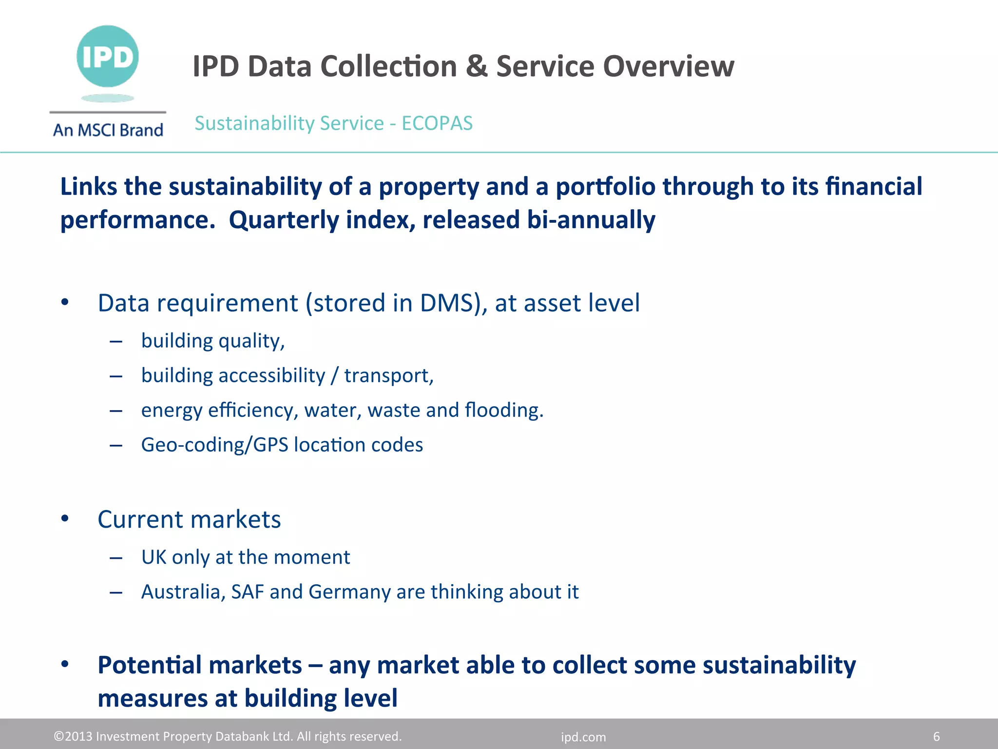 IPD Data Collection & Service Overview by Colm Lauder | PPT