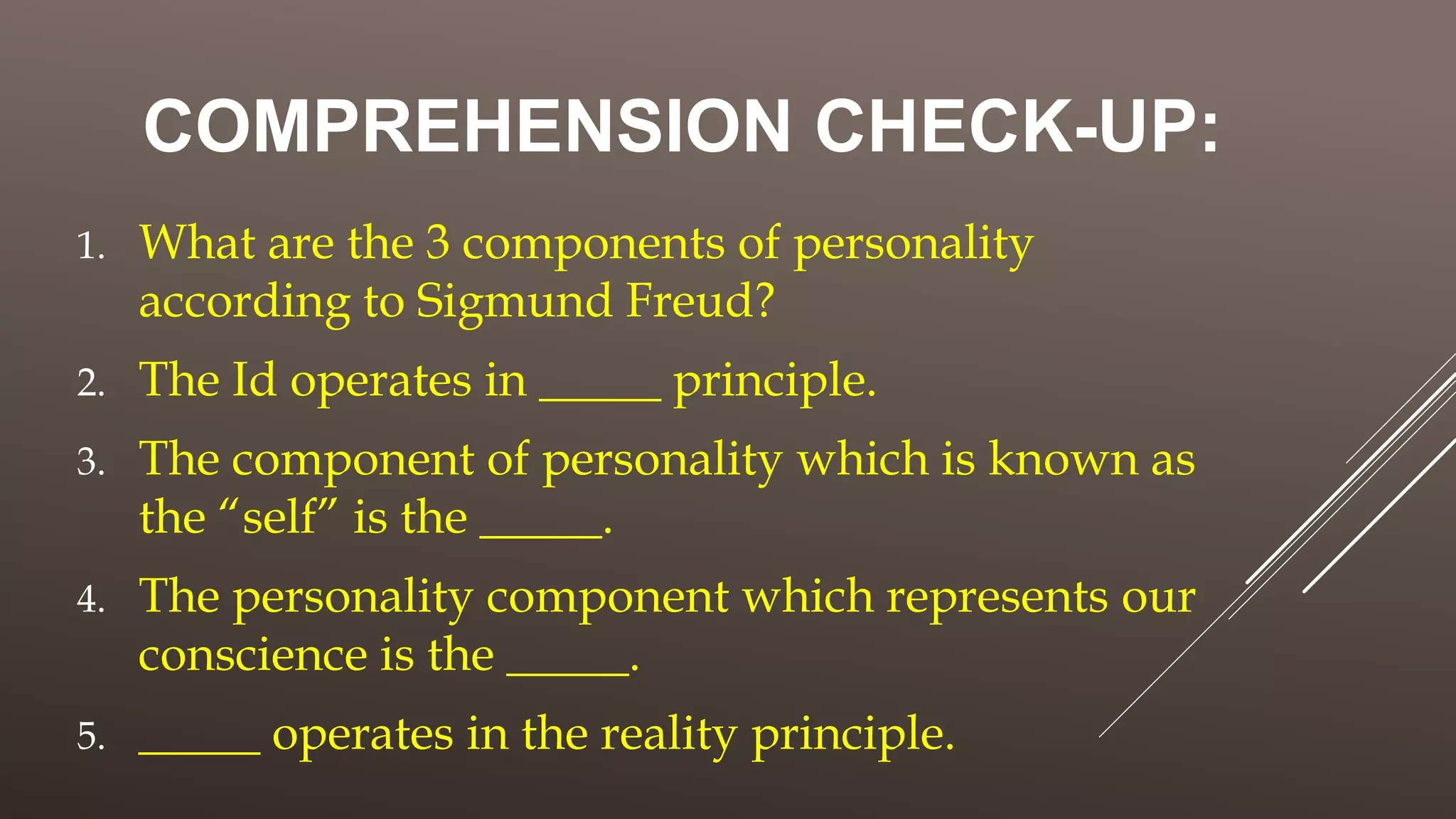 Components of Personality- Freud | PPTX