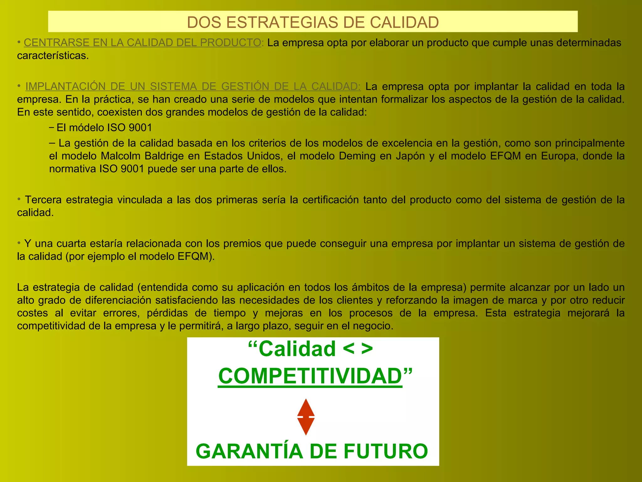 CONCEPTOS BÁSICOS DE LA CALIDAD | PPT