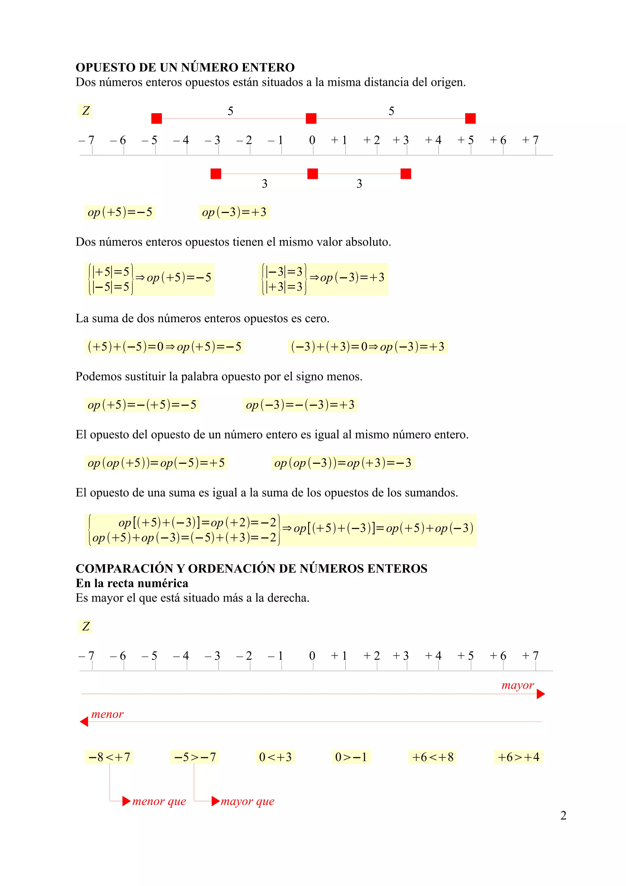 1.- Conjunto de los números enteros | PDF