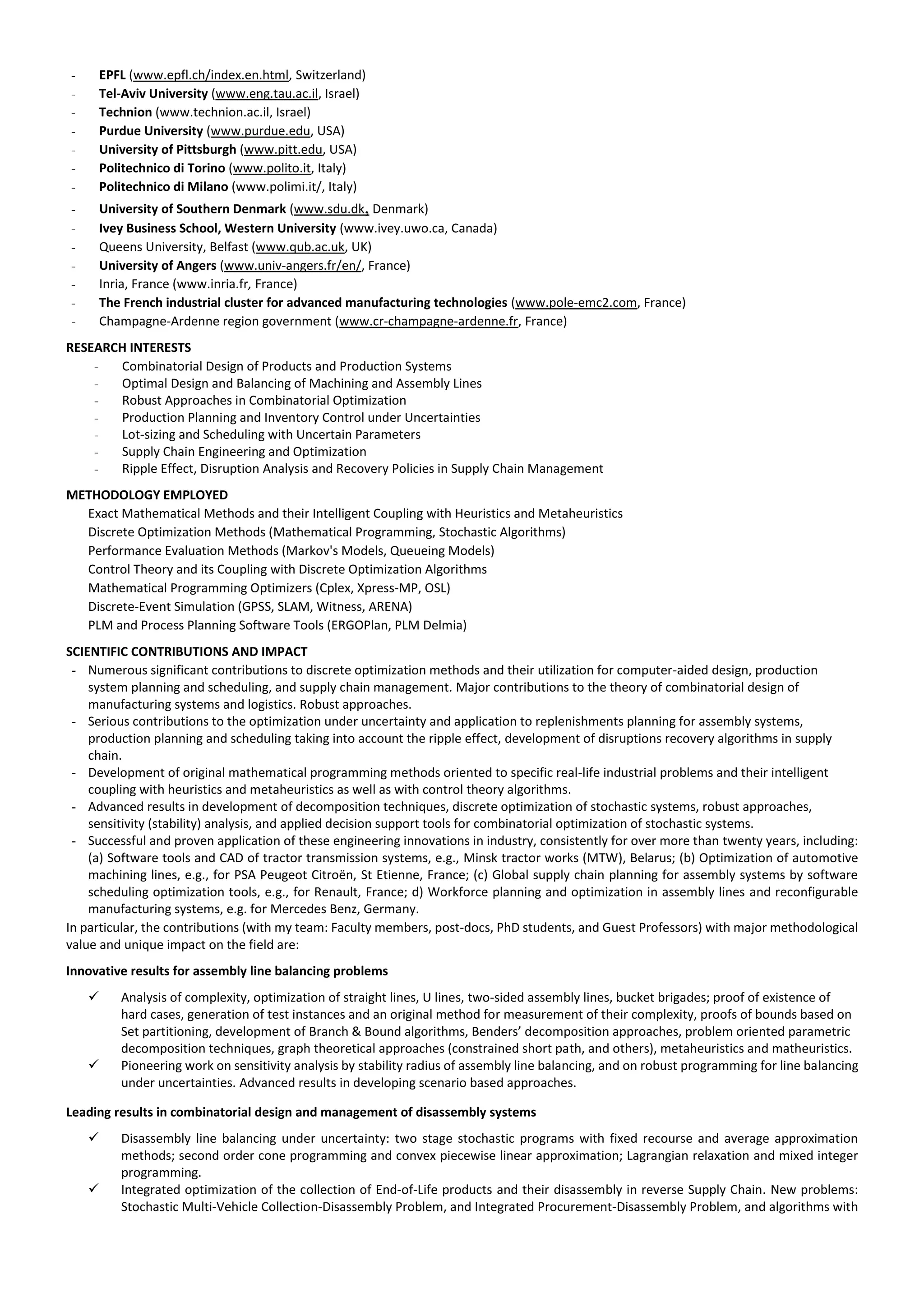 Curriculum vitae prof alexandre dolgui | PDF | Mechanical and ...