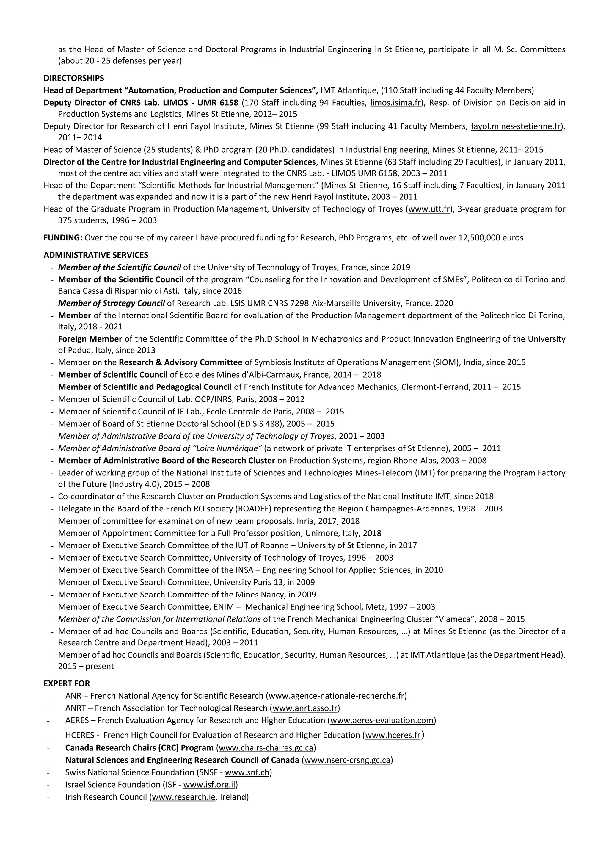 Curriculum vitae prof alexandre dolgui | PDF | Mechanical and ...