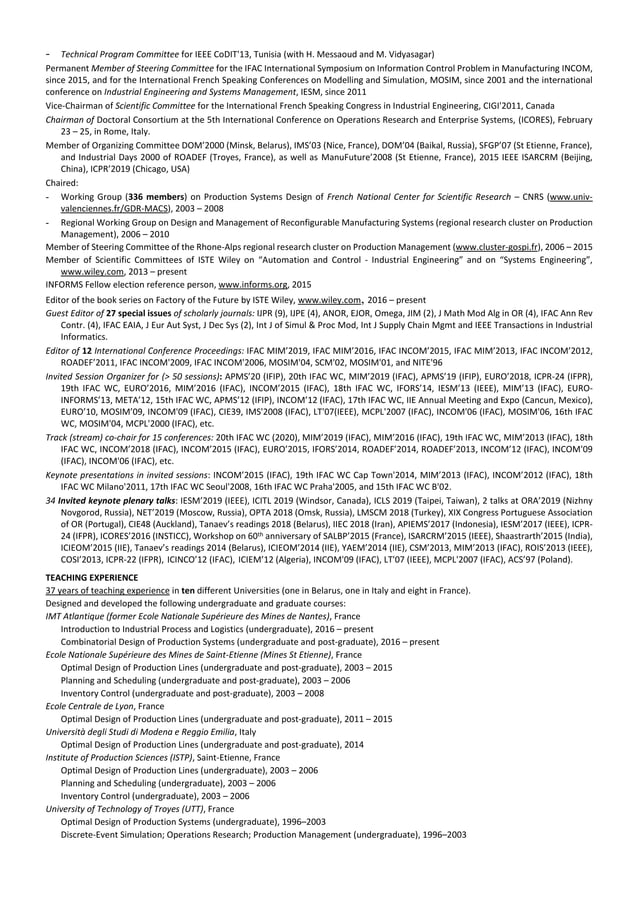 Curriculum vitae prof alexandre dolgui | PDF | Mechanical and Industrial Engineering Industry ...